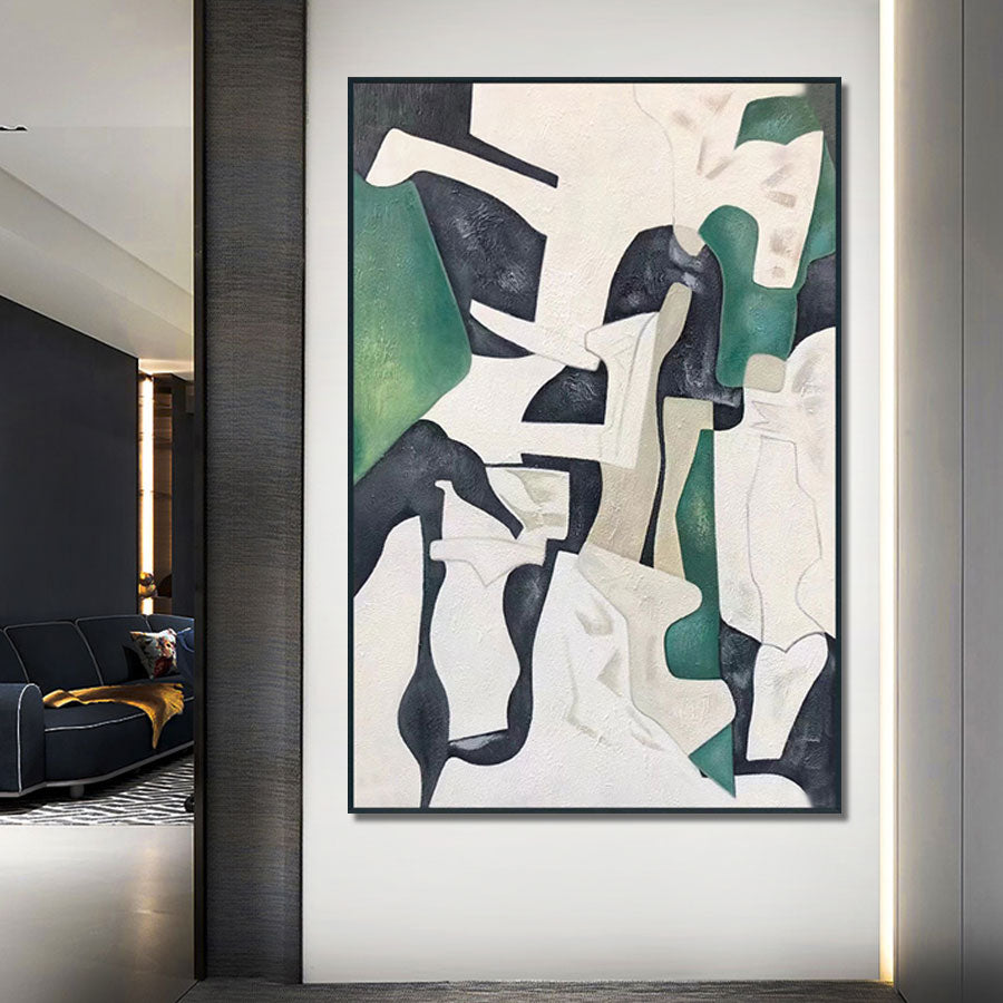 Interlock - Handmade Abstract Textured Oil Painting | Modern Green ...